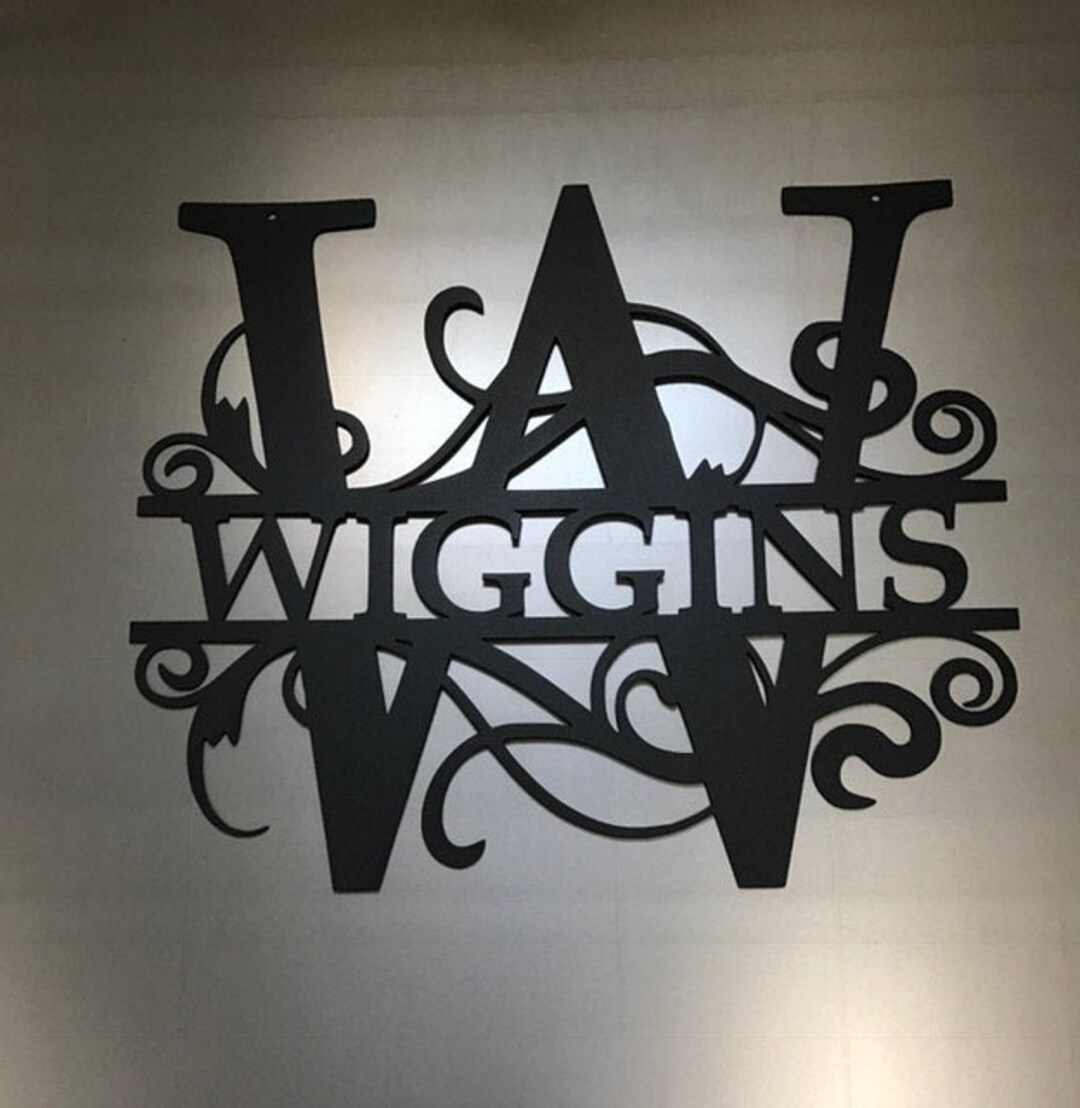 Personalized Family Name Metal Sign - Split Monogram Sign ...