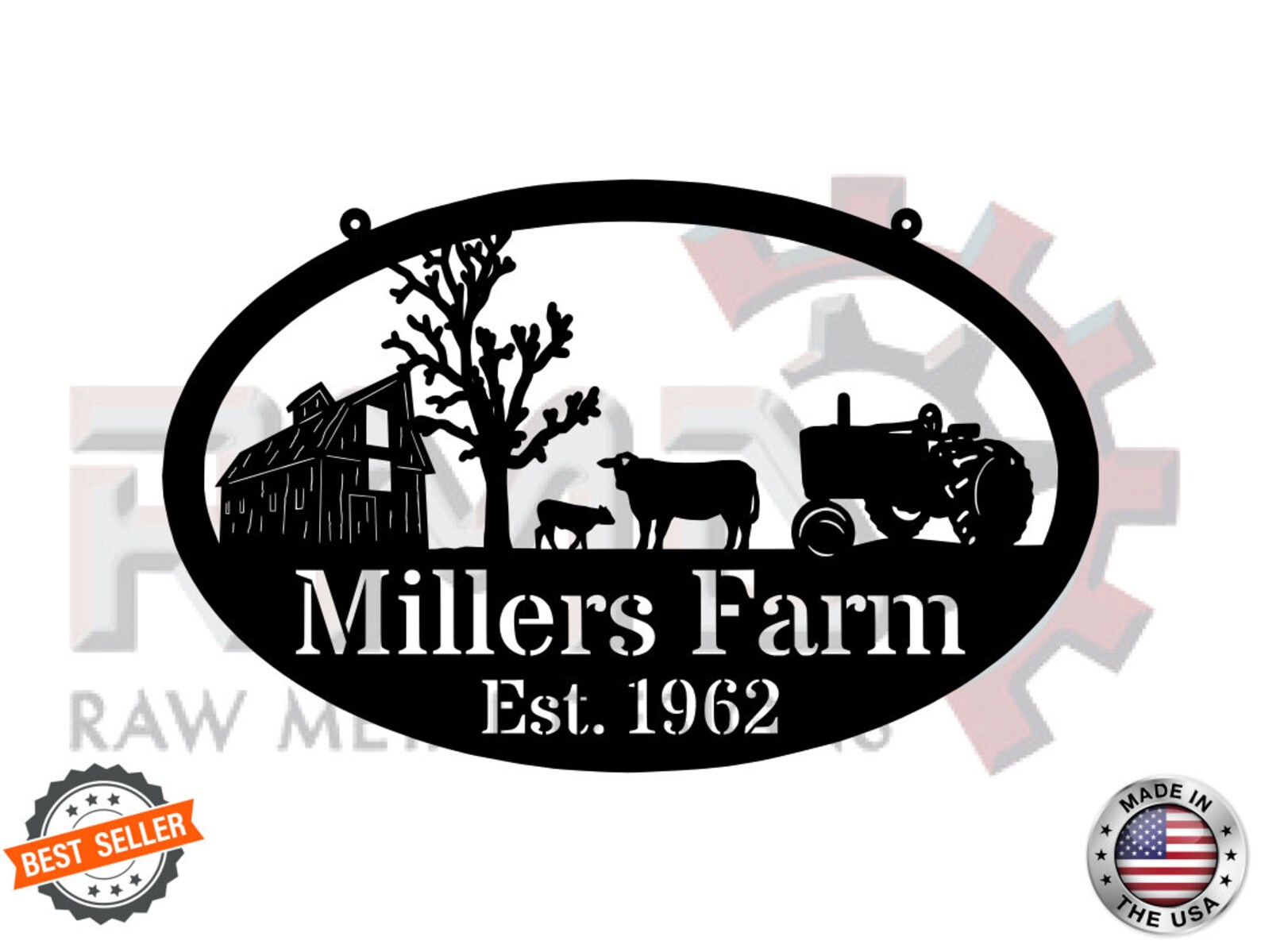 Metal FARM SIGN Barn Tractor and Cows Personalized - Etsy