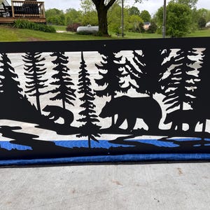 Bear Scenery Railing Metal Insert, Metal Panel, Metal Privacy Screen ...