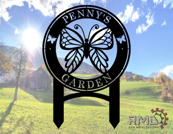 Personalized Butterfly Garden Sign Custom Metal Hanging - Etsy
