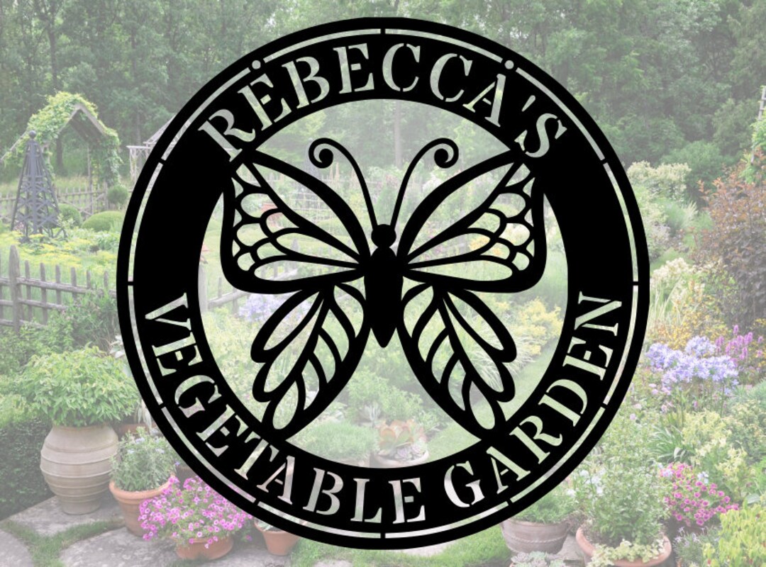 Personalized Butterfly Garden Sign, Custom Metal Hanging Garden Sign ...