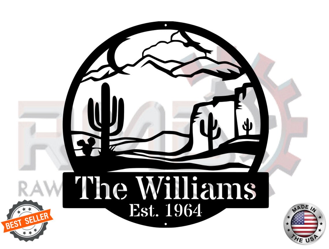 Personalized Cactus Metal Sign Cactus Monogram Sign Cactus - Etsy