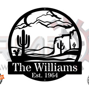 Personalized Cactus Metal Sign, Cactus Monogram Sign, Cactus Wall Decor ...