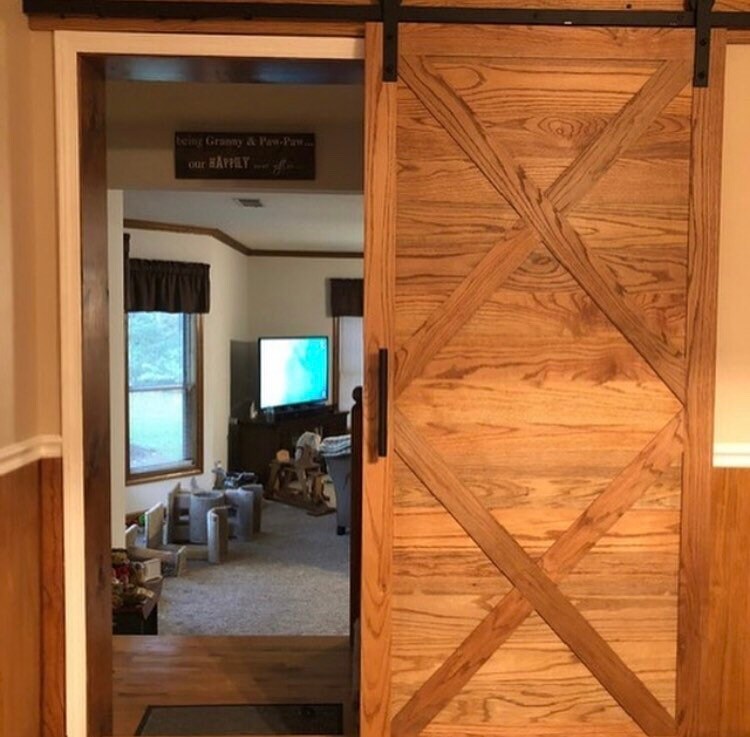 Oak Sliding Barn Door, Single Hung Door, Double X Sliding Door, Living ...