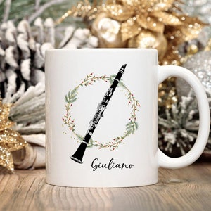 Personalized Christmas Clarinet Player Coffee Mug, Custom Name Teacher ...