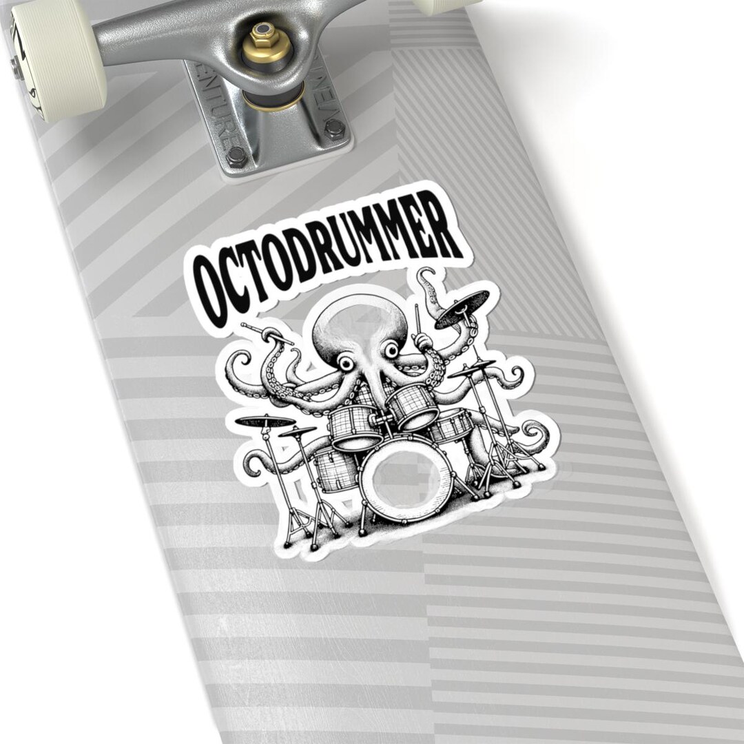 Octodrummer Funny Kiss Cut Sticker, Drum Player Octopus Meme Decal ...