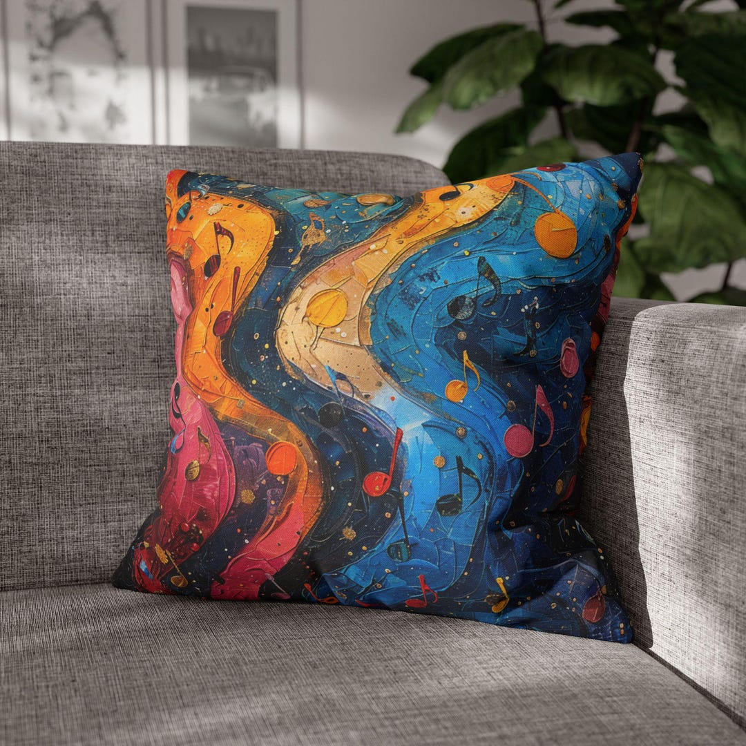 Music Notes Throw Pillow: Abstract Art Home Decor Cushion - Etsy