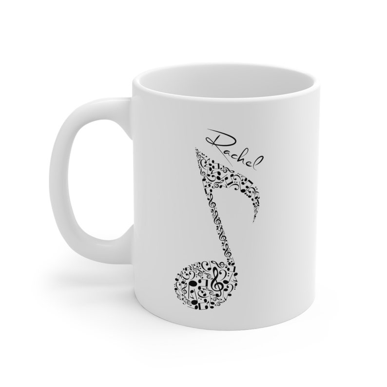 Personalized Music Notes Ceramic Mug, Custom Name Gift, Cute Coffee Cup ...