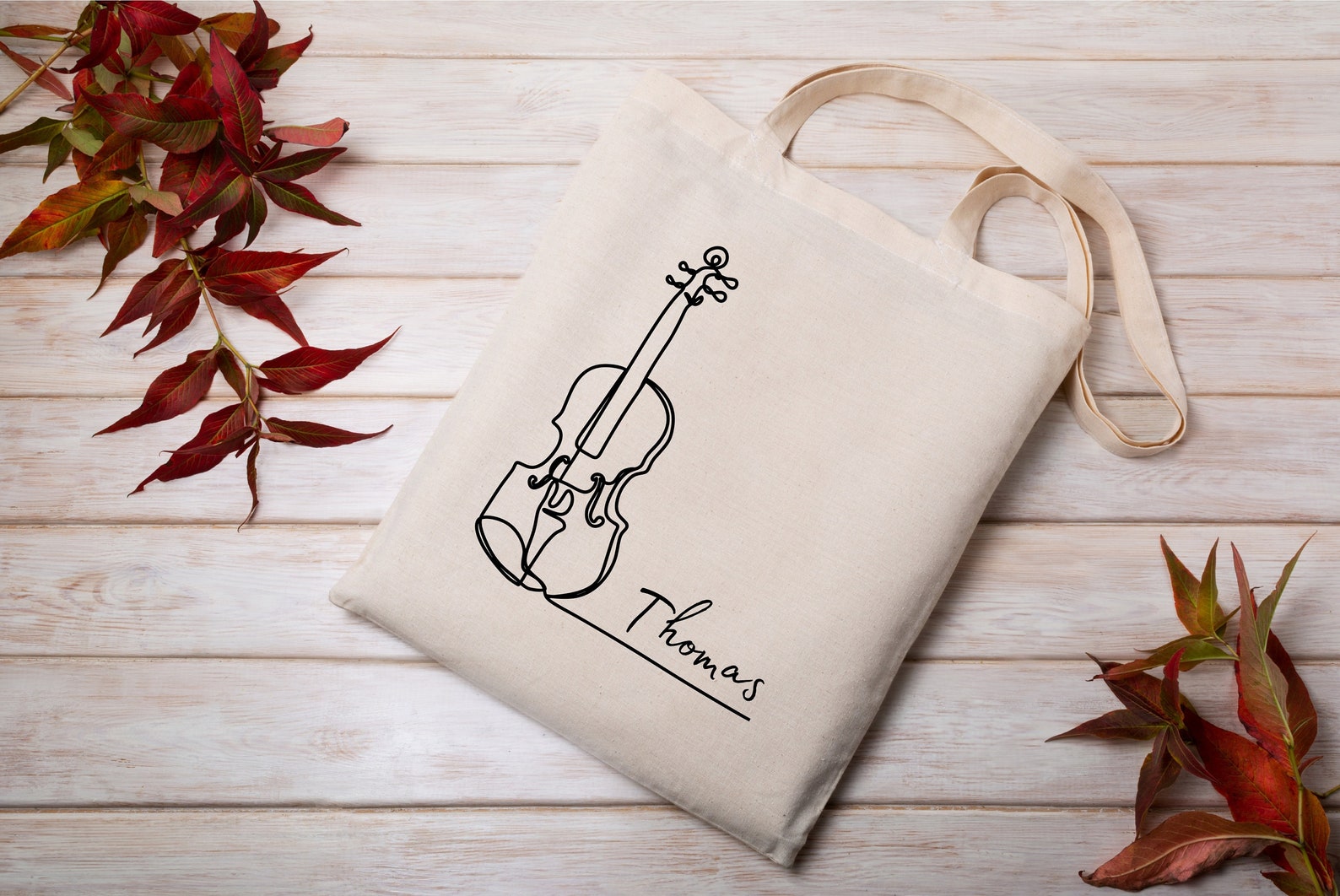 Personalized Violin Art Tote Bag, Custom Name Music Gift, Cute Shoulder ...