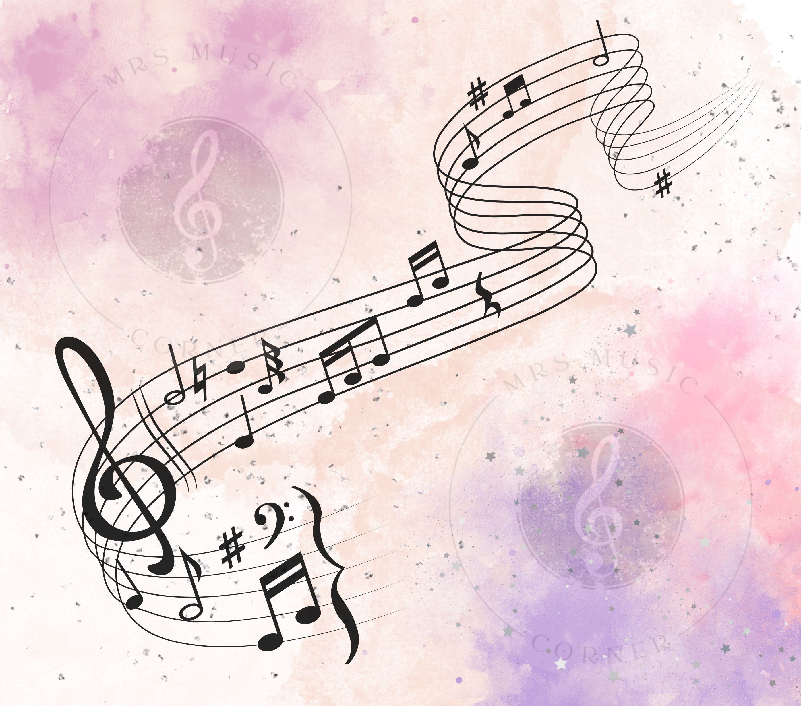 Sparkly Music Notes Tumbler Wrap, Purple 20 Oz Skinny Tumbler ...