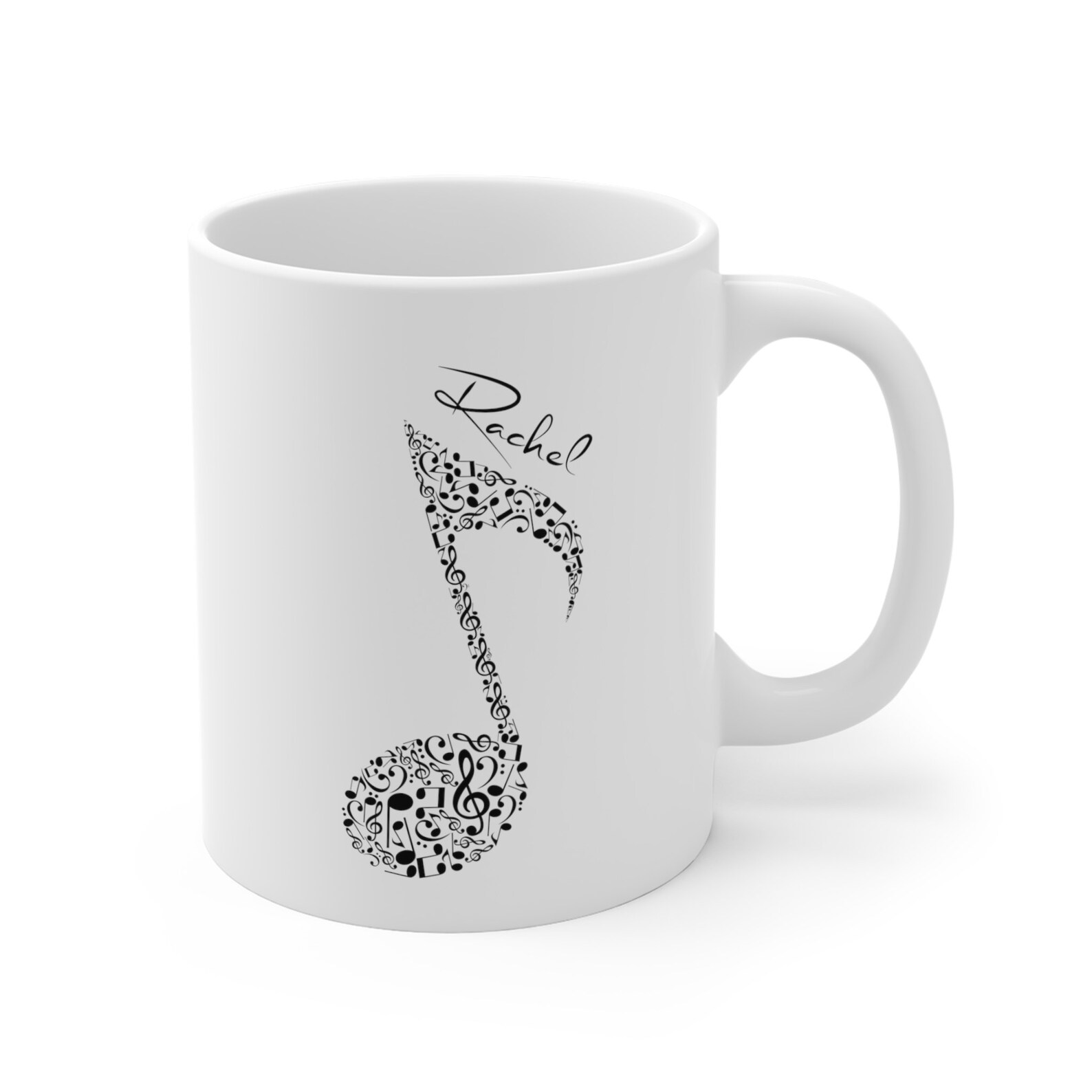 Personalized Music Notes Ceramic Mug, Custom Name Gift, Cute Coffee Cup ...