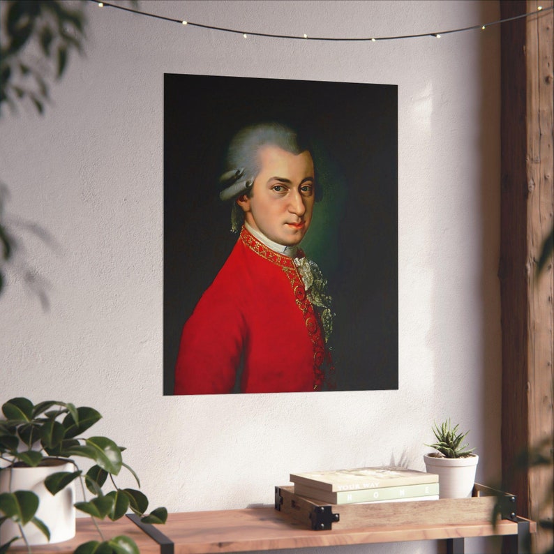Mozart Portrait Vertical Matte Poster, Musician Wall Art Hanging Print ...