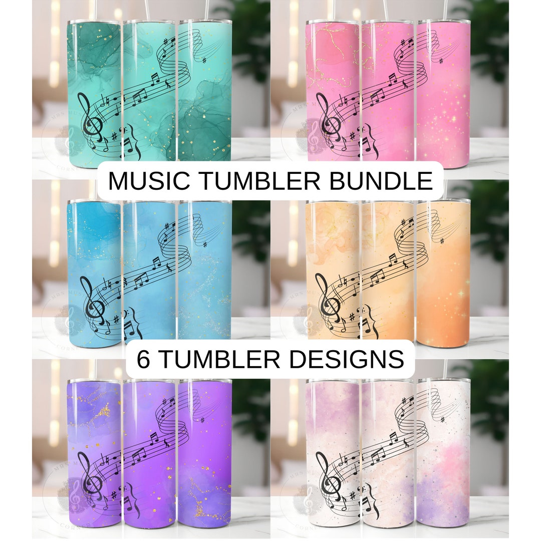 6 Music Notes Tumbler Bundle, 20 Oz Skinny Tumbler Sublimation Design ...