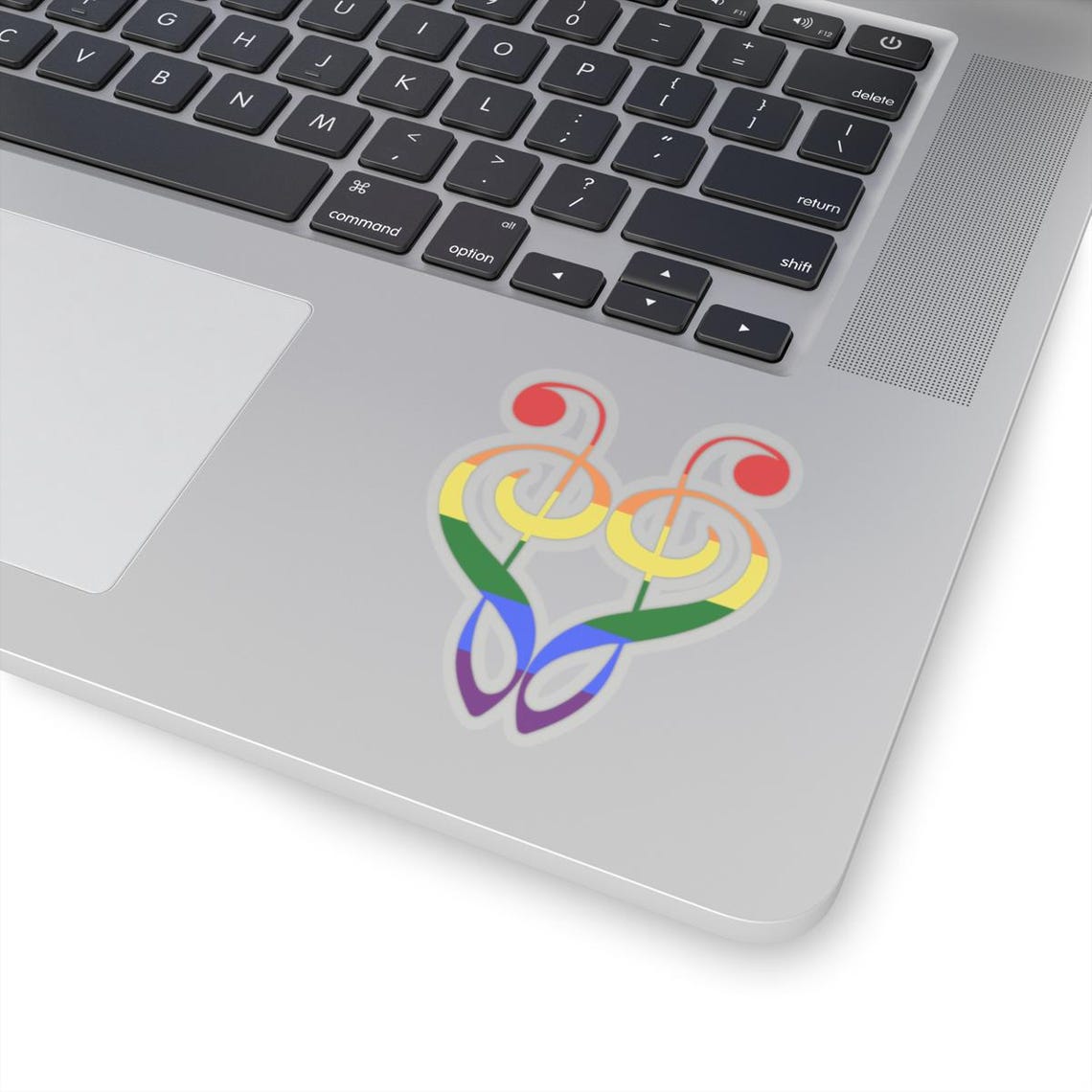 Music Rainbow Treble Clef Heart Kiss Cut Sticker, LGBT Lesbian Gay ...