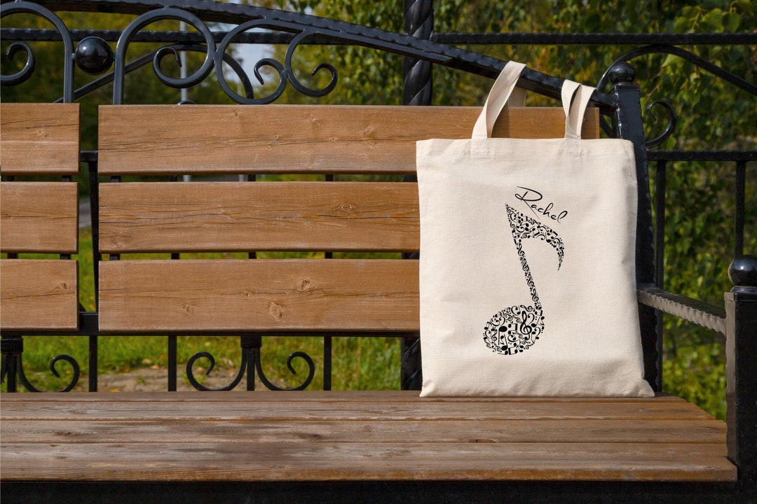 Personalized Music Notes Tote Bag Custom Name Music Gift - Etsy