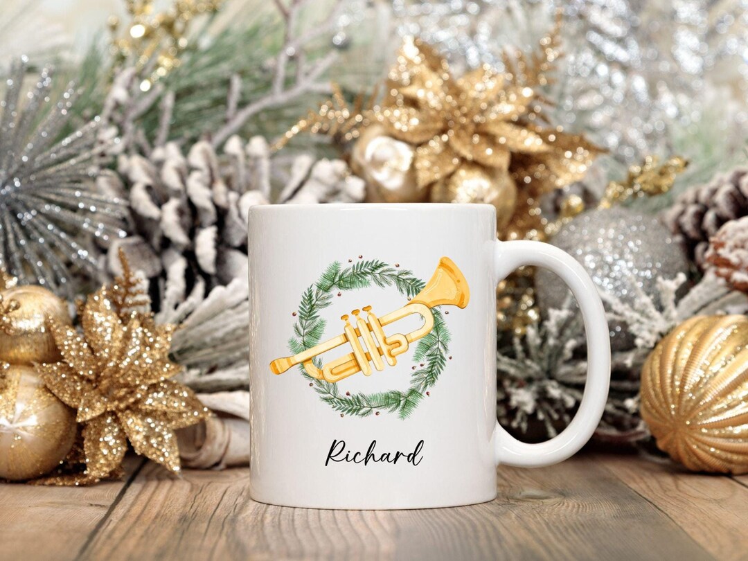Personalized Christmas Trumpet Player Coffee Mug, Custom Name Teacher ...