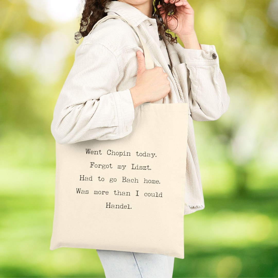 Funny Composers Pun Tote Bag, Piano Player Music Gift, Cute Shoulder ...