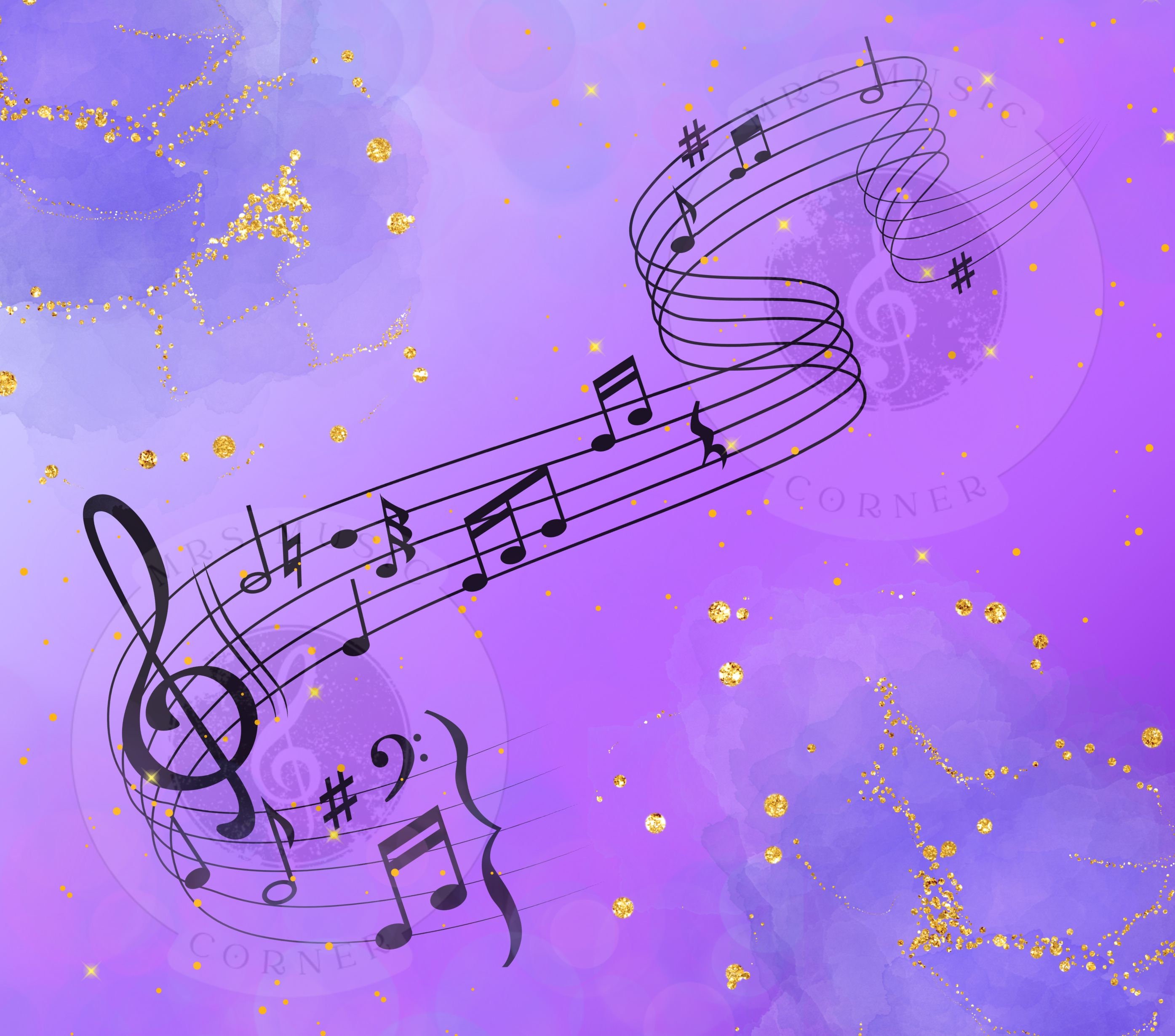 Sparkly Music Notes Tumbler Wrap, Purple 20 Oz Skinny Tumbler ...