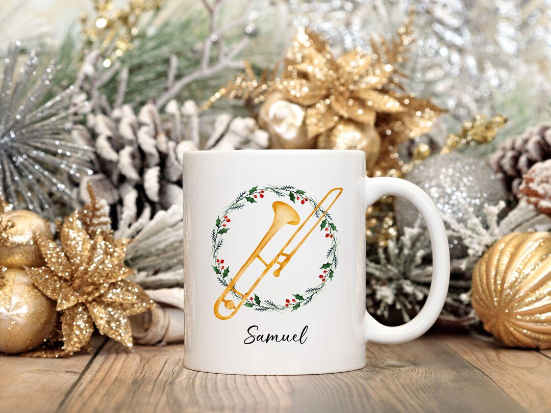 Personalized Christmas Trombone Player Coffee Mug, Custom Name Teacher ...