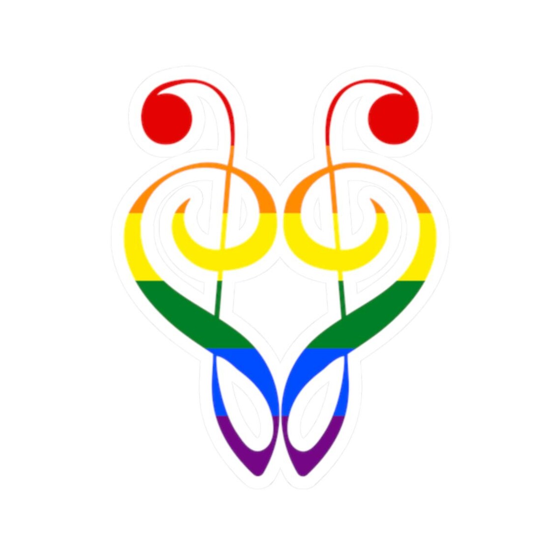Music Rainbow Treble Clef Heart Kiss Cut Sticker, LGBT Lesbian Gay ...