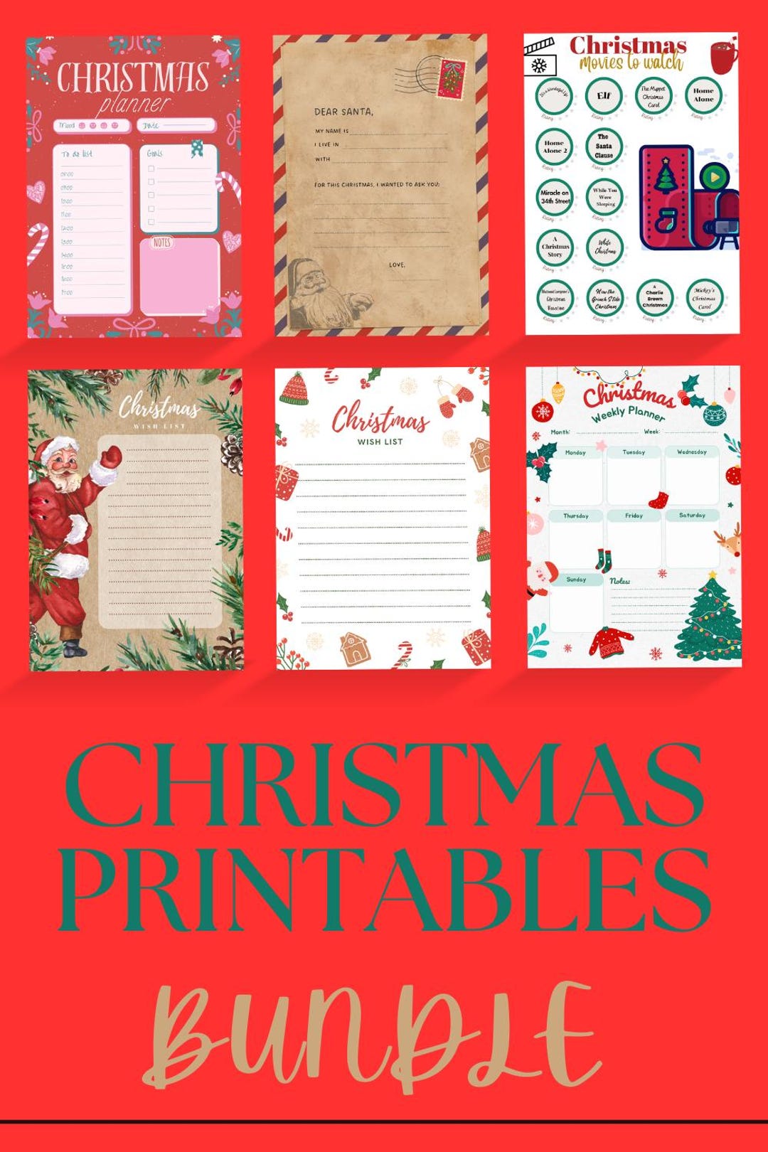 Christmas Printables Bundle - Christmas Wish Lists, Letters to and From ...