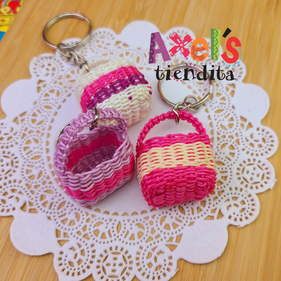 Mini Mexican Mercado Bag Keychain: Handmade Recycled Plastic Charm - Etsy