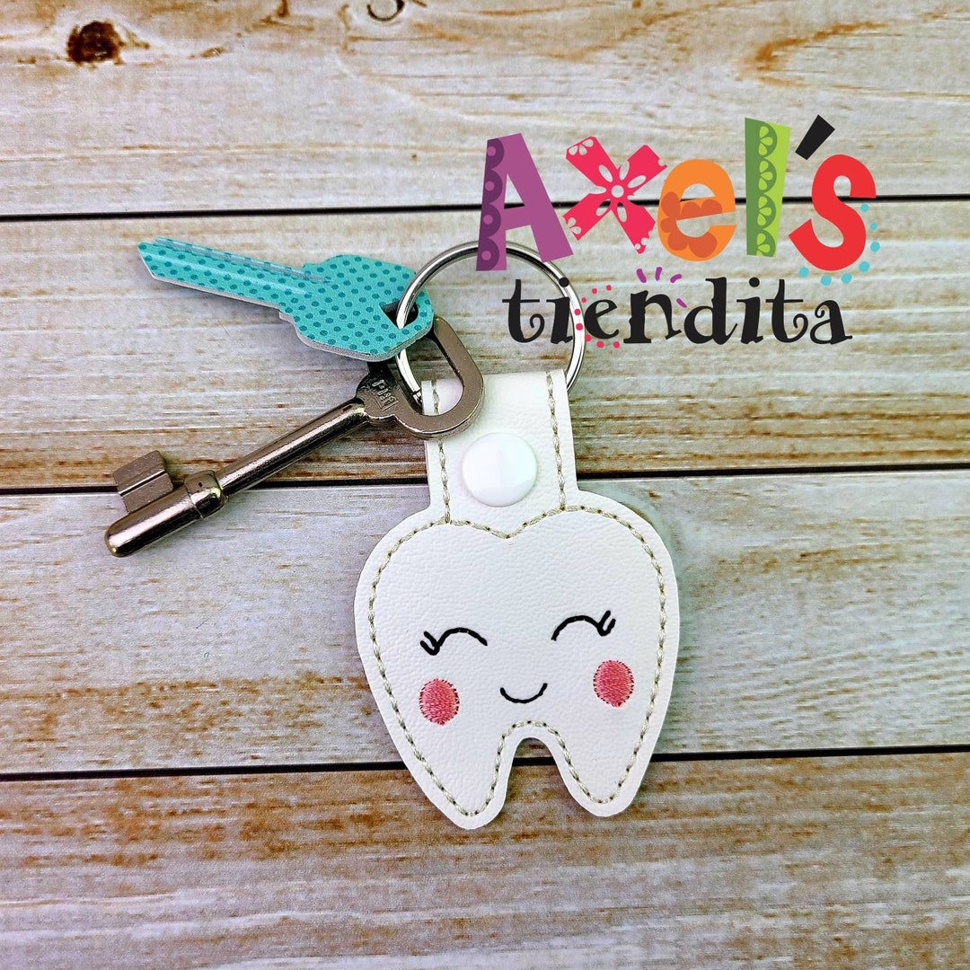 Tooth Snap Tab Keychain Dentist Key Fob Happy Tooth - Etsy