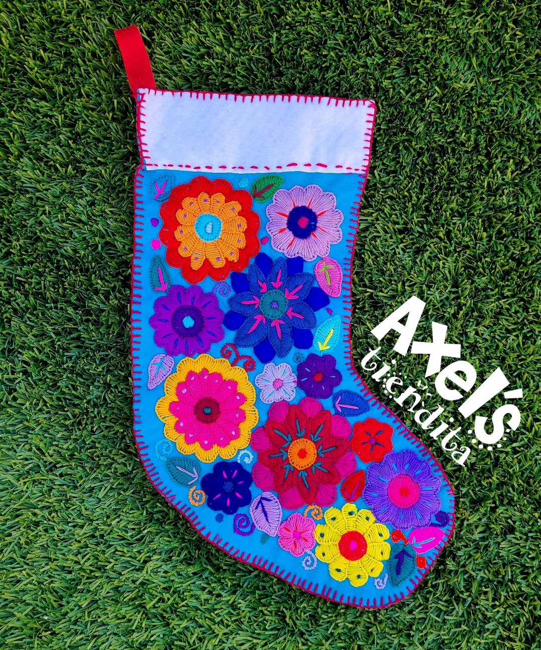 Mexican Hand Embroidered Stocking Christmas Stockings Mexican Stockings ...