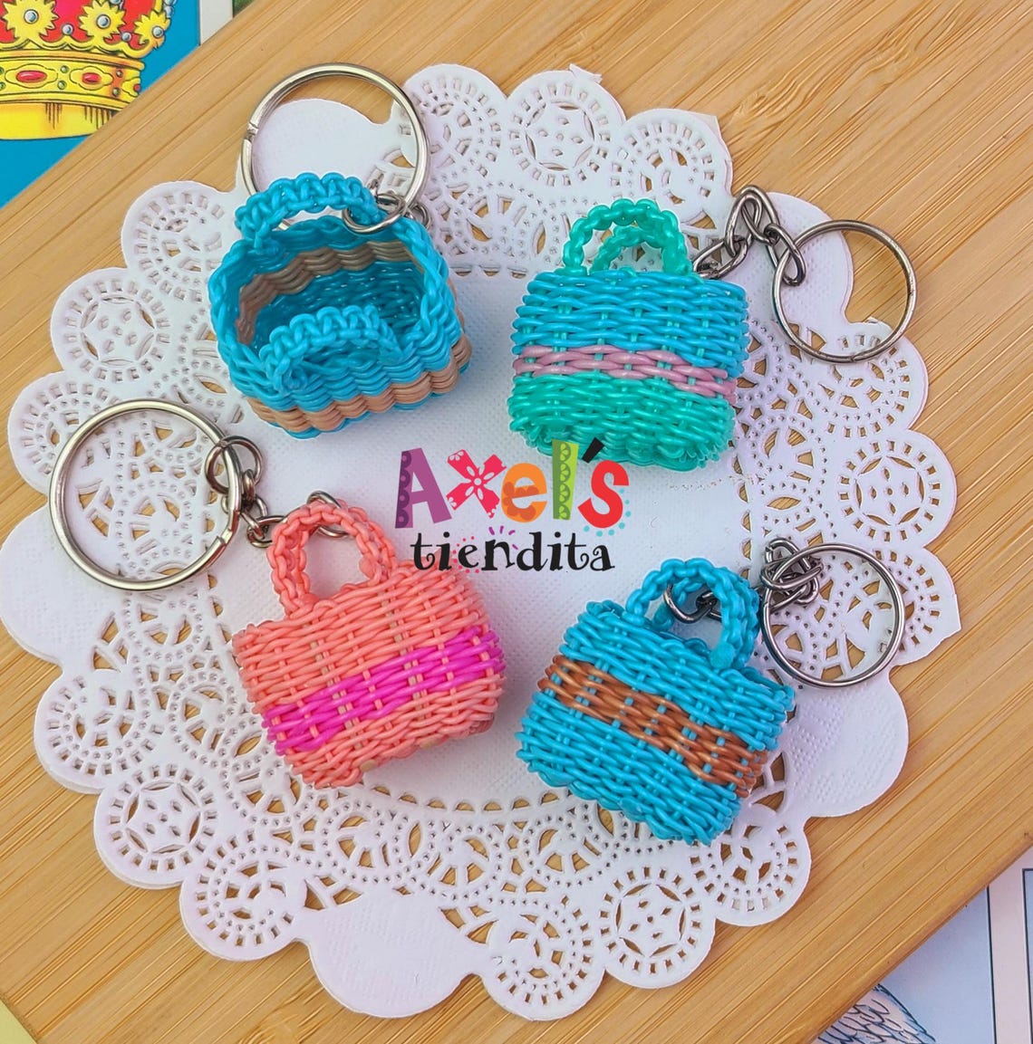 Mini Mexican Mercado Bag Keychain: Handmade Recycled Plastic Charm - Etsy