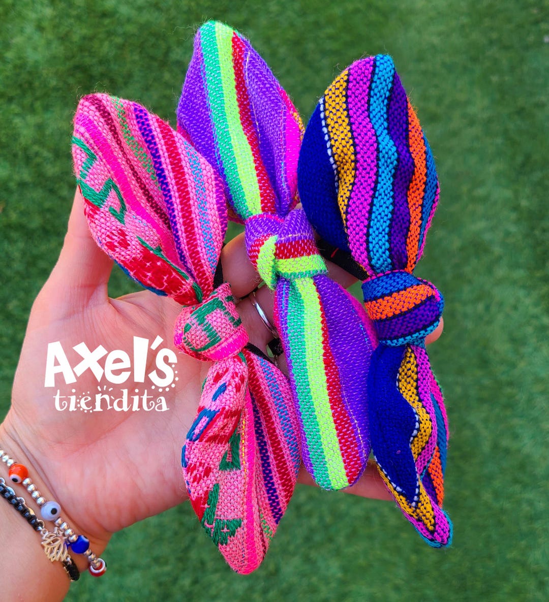 Handmade Cambaya Fabric Bow Hair Tie – Mexican Artisan Scrunchie - Etsy