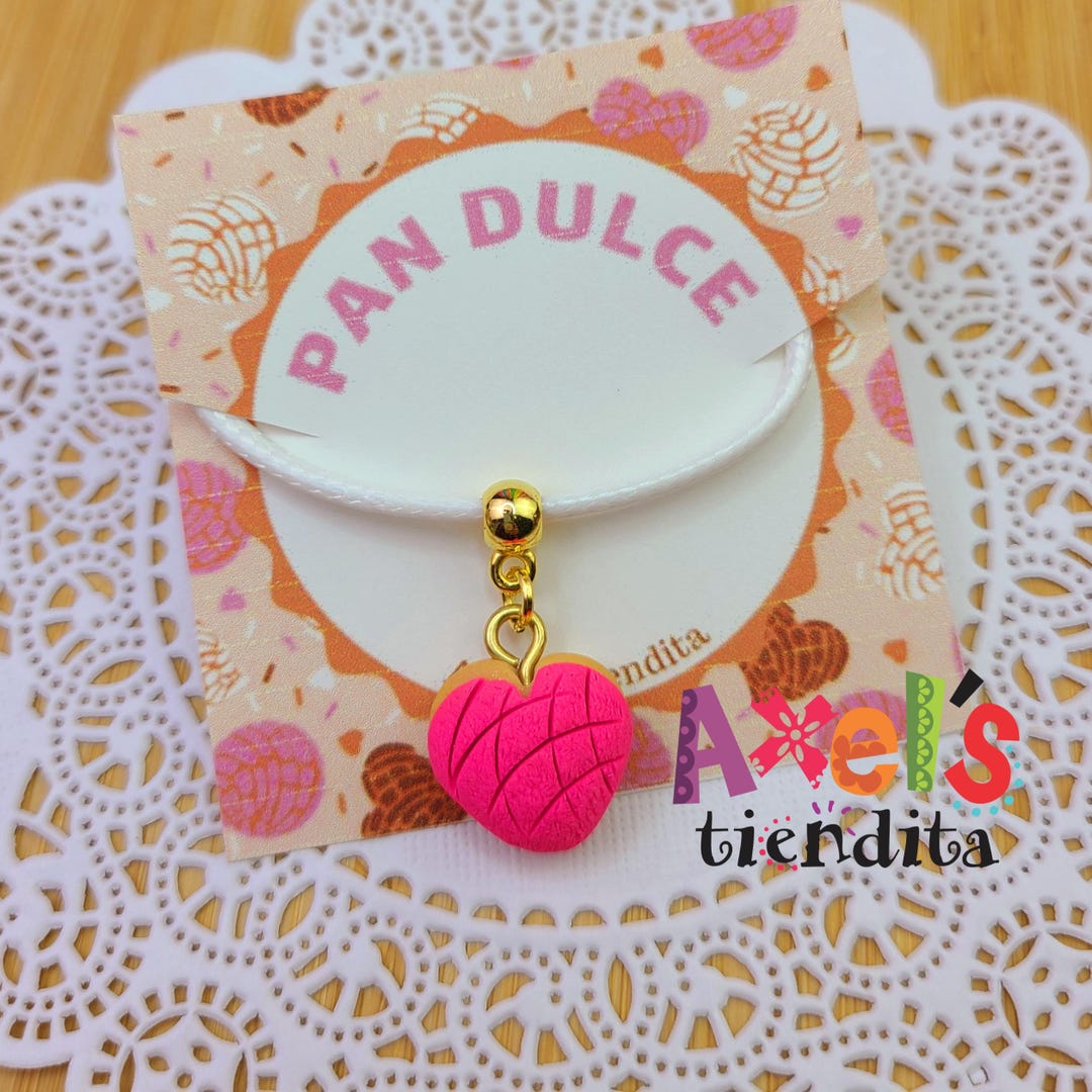 Heart Concha Necklace: Handmade Mexican Pan Dulce Polymer Clay Charm - Etsy