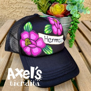Handpainted Baseball Hat - Hermosa Hat - Pink Flower Baseball Hat - Etsy