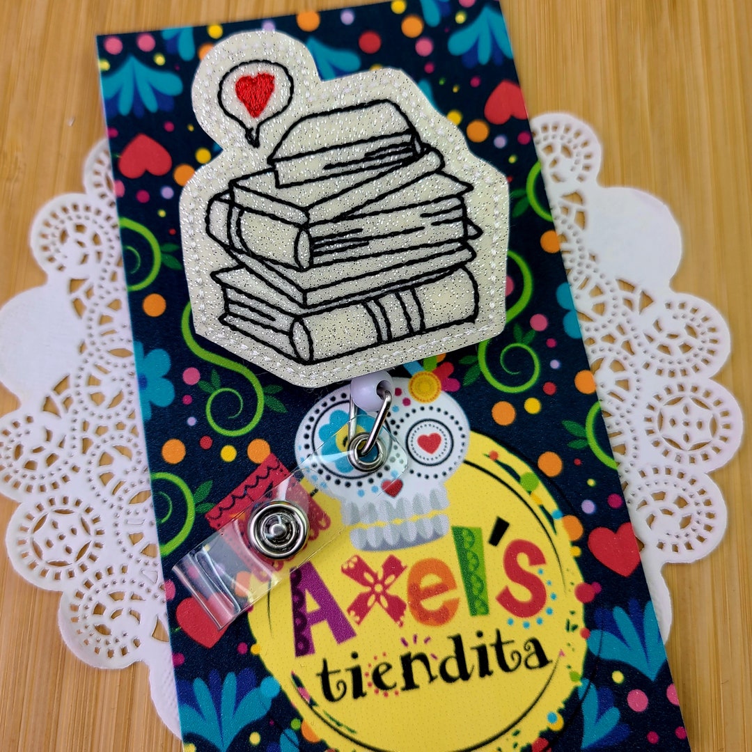 Librarian Badge Holder - Badge Reel Holder - Bibliophile ID Badge ...