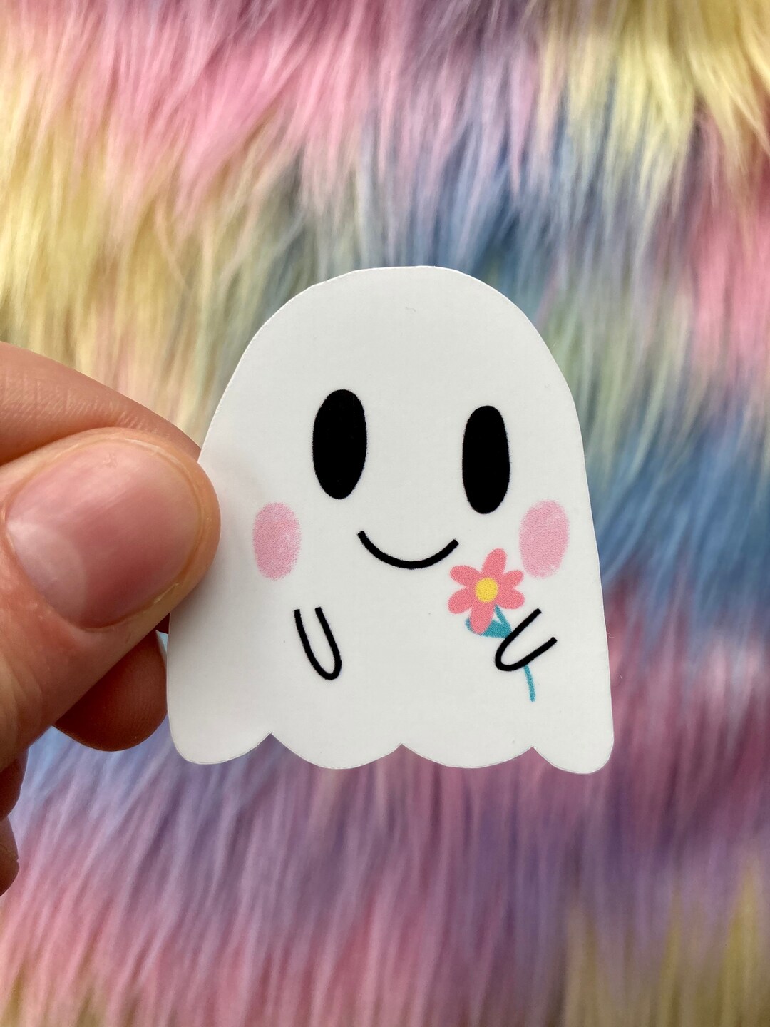 Flower Ghost Sticker Ghost Vinyl Decal Cute Halloween - Etsy