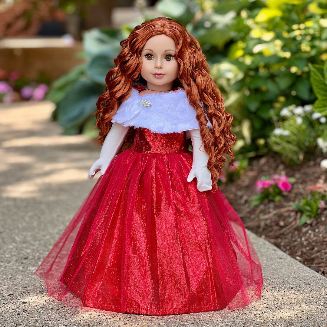 Lady in Red 3 Piece Outfit Red Gown, Gloves and Cape Doll Clothes Fits ...