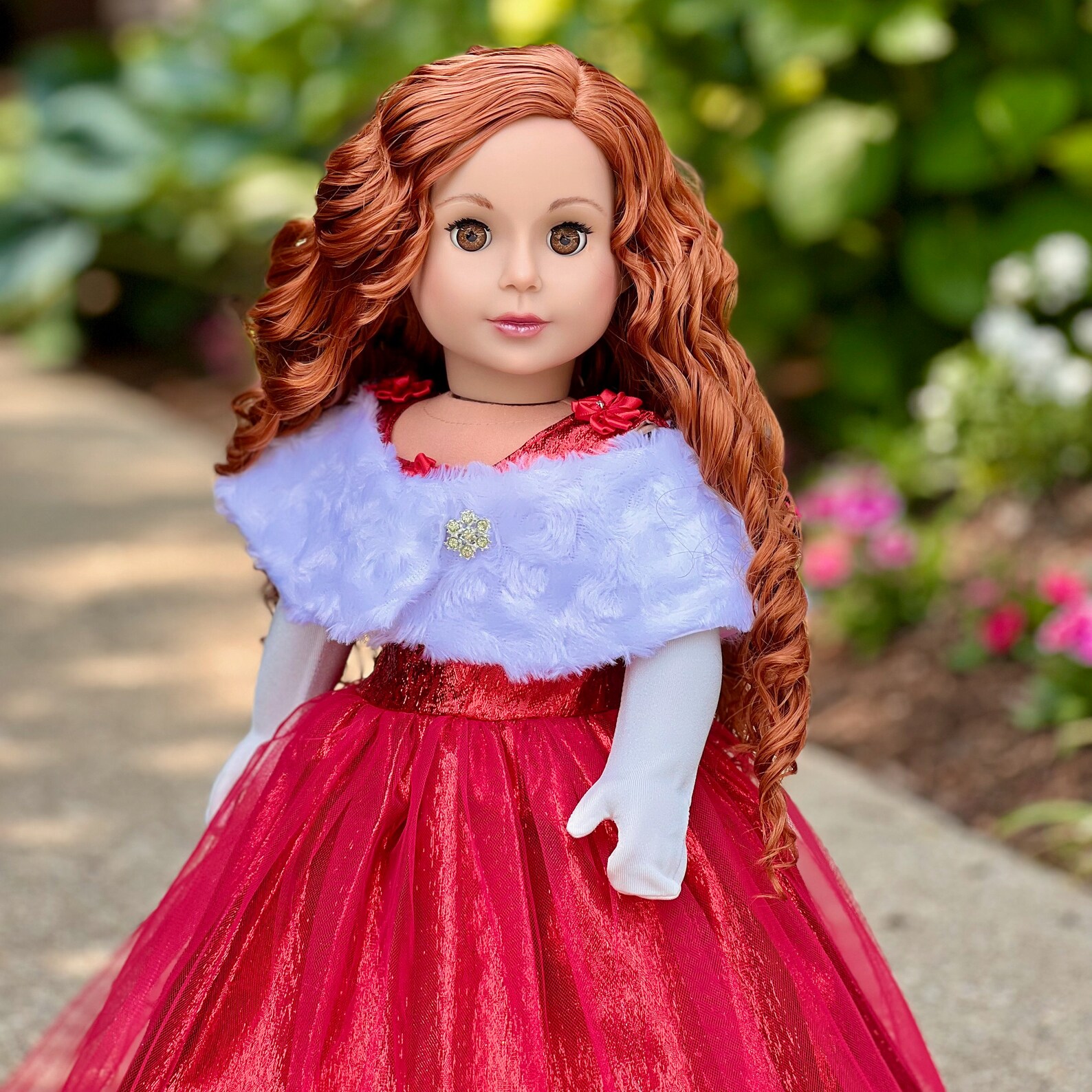 Lady in Red 3 Piece Outfit Red Gown, Gloves and Cape Doll Clothes Fits ...