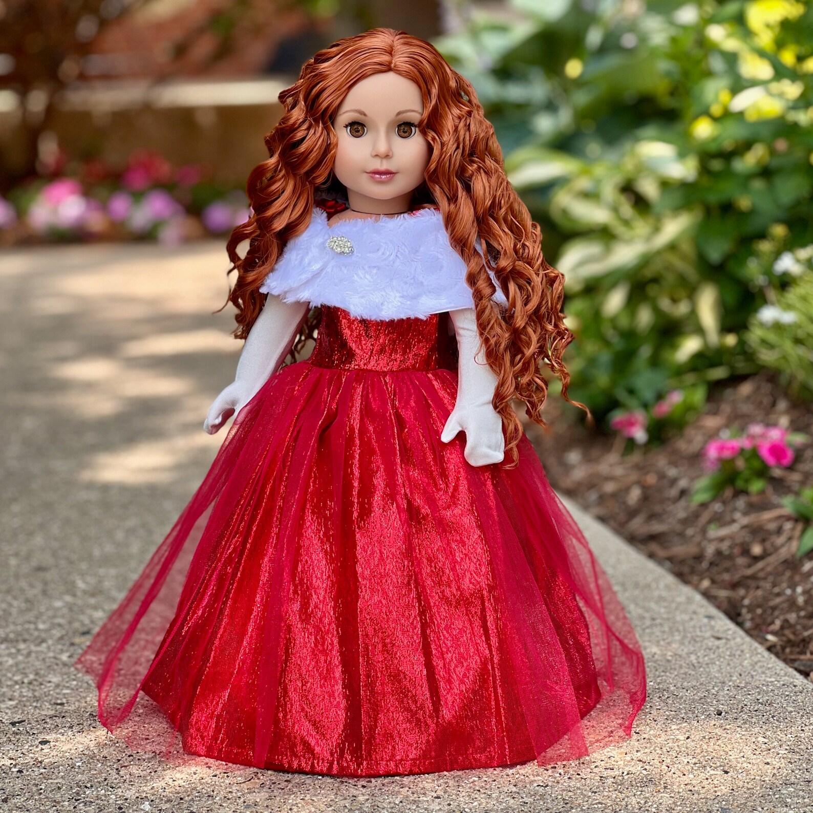 Lady in Red 3 Piece Outfit Red Gown, Gloves and Cape Doll Clothes Fits ...