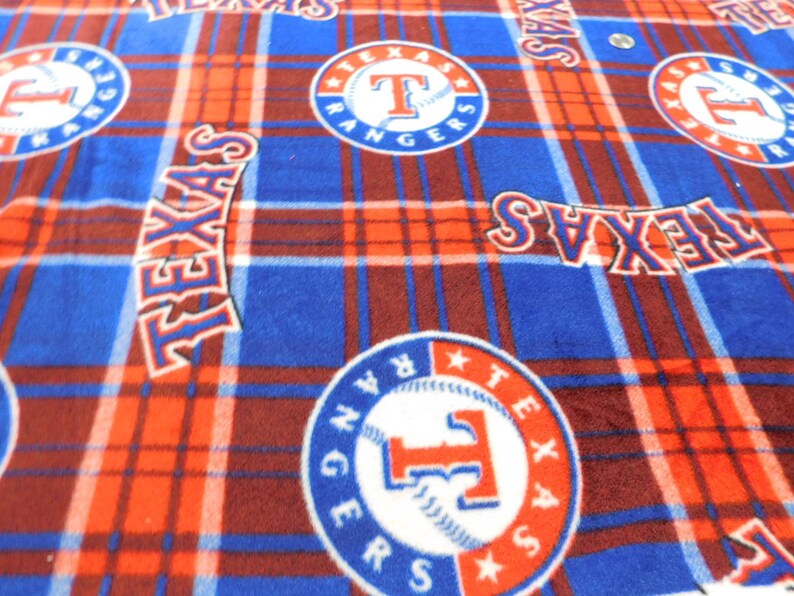 MLB Licensed Texas Rangers FLEECE Fabric Plaid Red White - Etsy