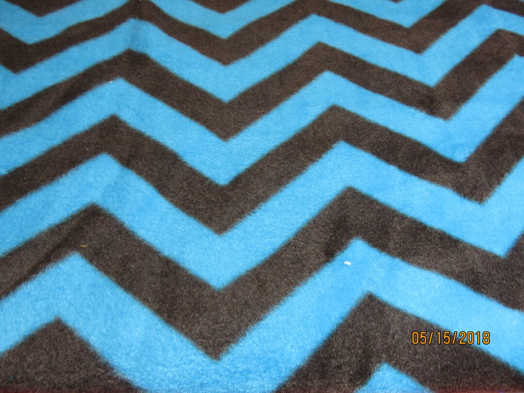 Teal and Brown Chevron Fleece Fabric - One Continuous Cut - Priced by 1 ...