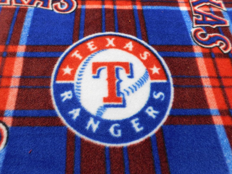 MLB Licensed Texas Rangers FLEECE Fabric Plaid Red White - Etsy