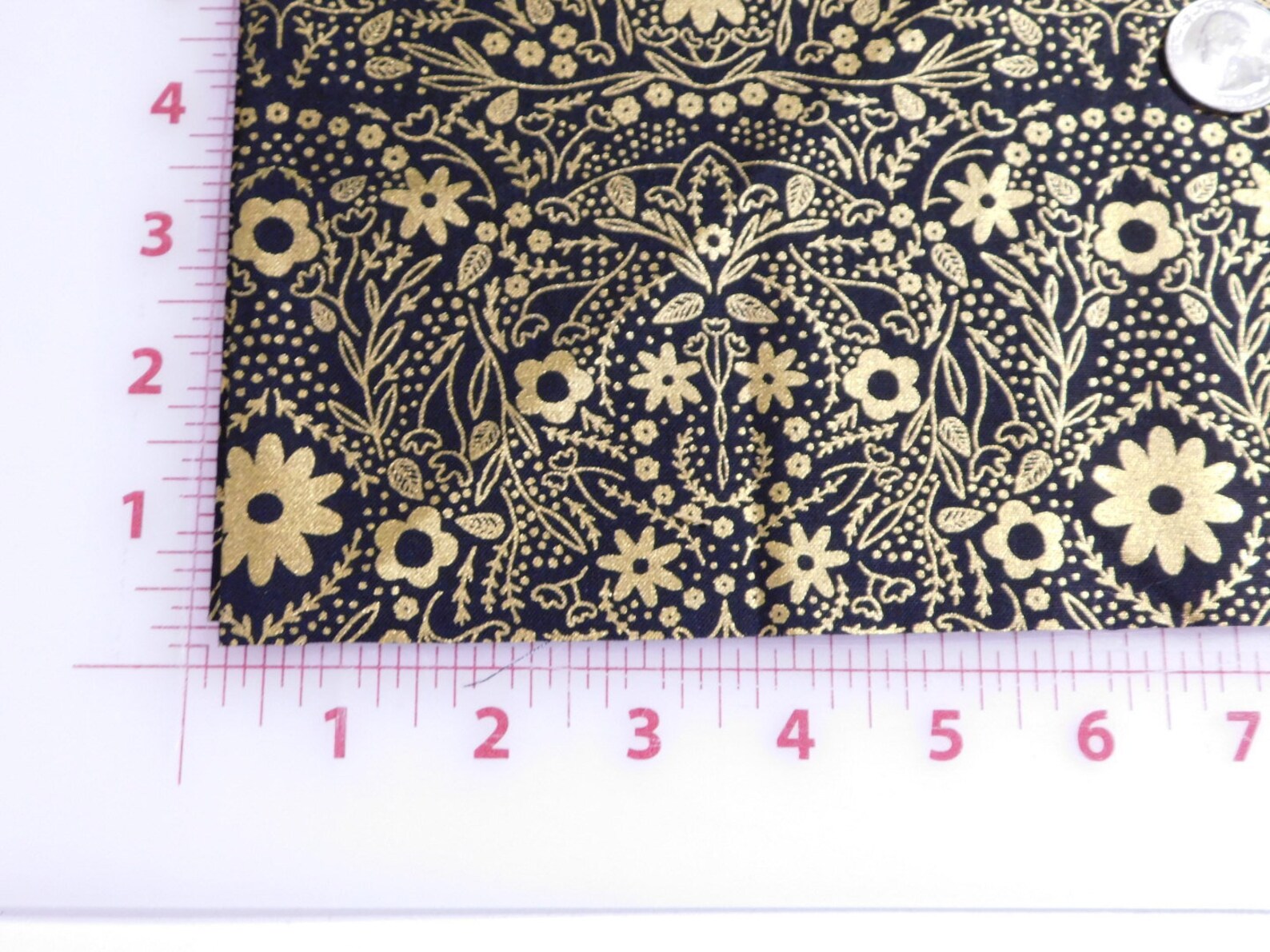Moda Dwell in Possiblities Gold Metallic Floral on Black - Etsy