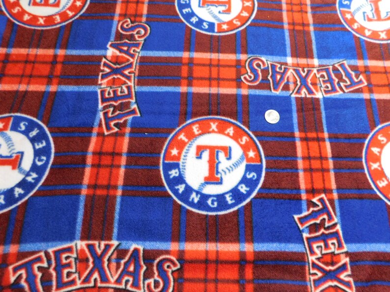 MLB Licensed Texas Rangers FLEECE Fabric Plaid Red White - Etsy