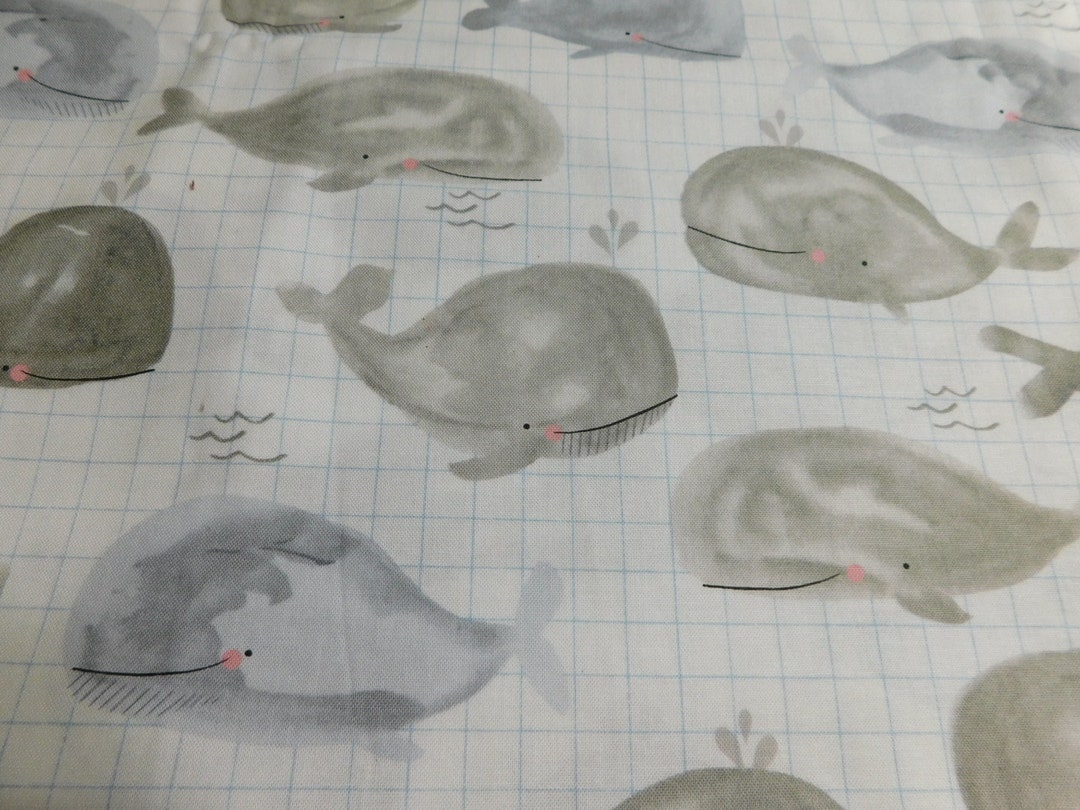 Gray Baby Whales on a Grid Background - One Continuous Cut - Priced by ...