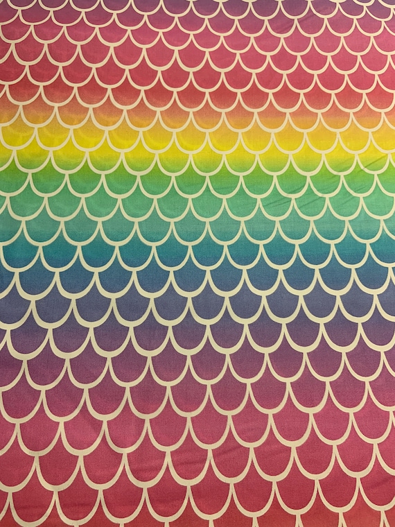 Rainbow Colored Mermaid Scalesone Continuous Cut 1/2 Yard | Etsy