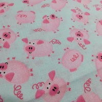 Pink Pig Faces Fabric by the Yard Pig Fabric Made to Order Fabric by ...