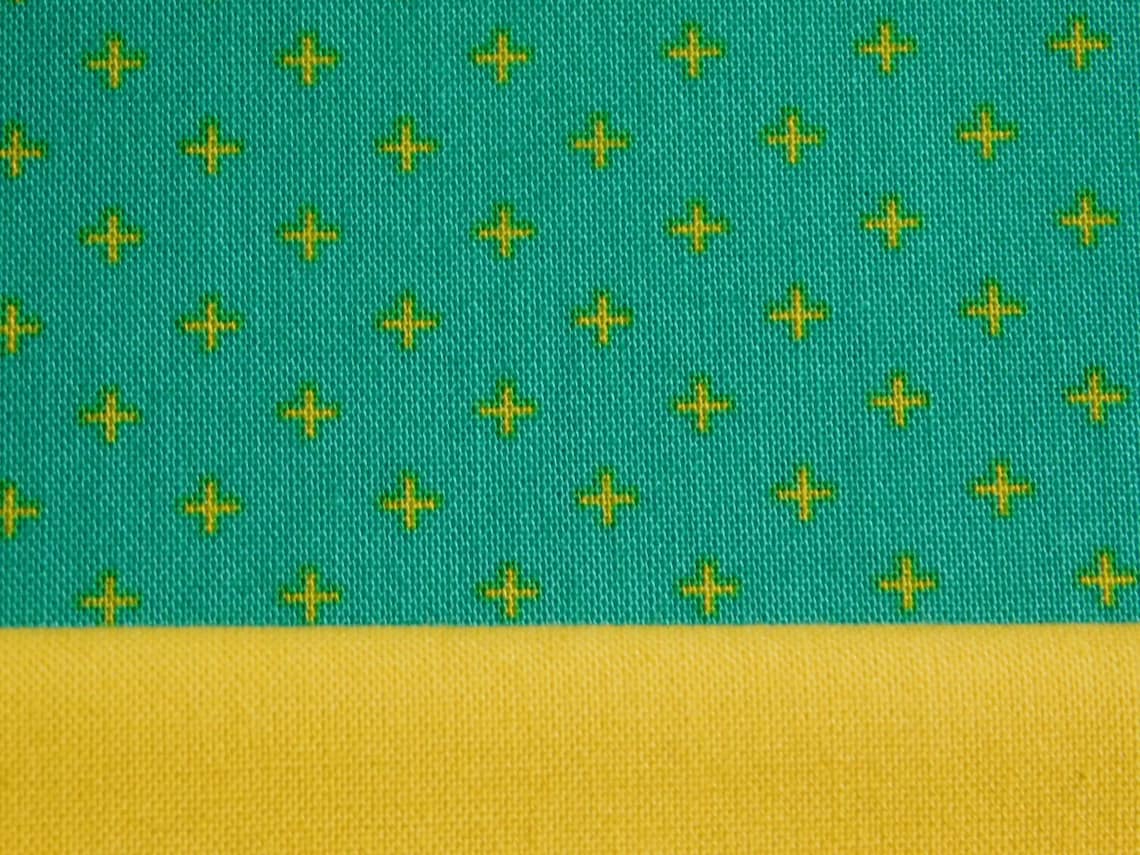 Teal With Yellow Plus Signs Fabric is Sold by the Half Yard - Etsy