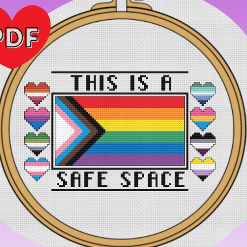 Safe Space Intersectional Flag Ally/pride LGBTQ Cross - Etsy