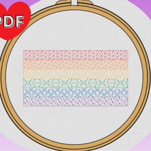 LGBTQ Pride Flag Rainbow Flag Blackwork Pattern - Etsy