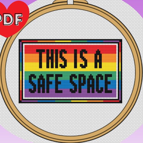 Safe Space Intersectional Flag Ally/pride LGBTQ Cross - Etsy