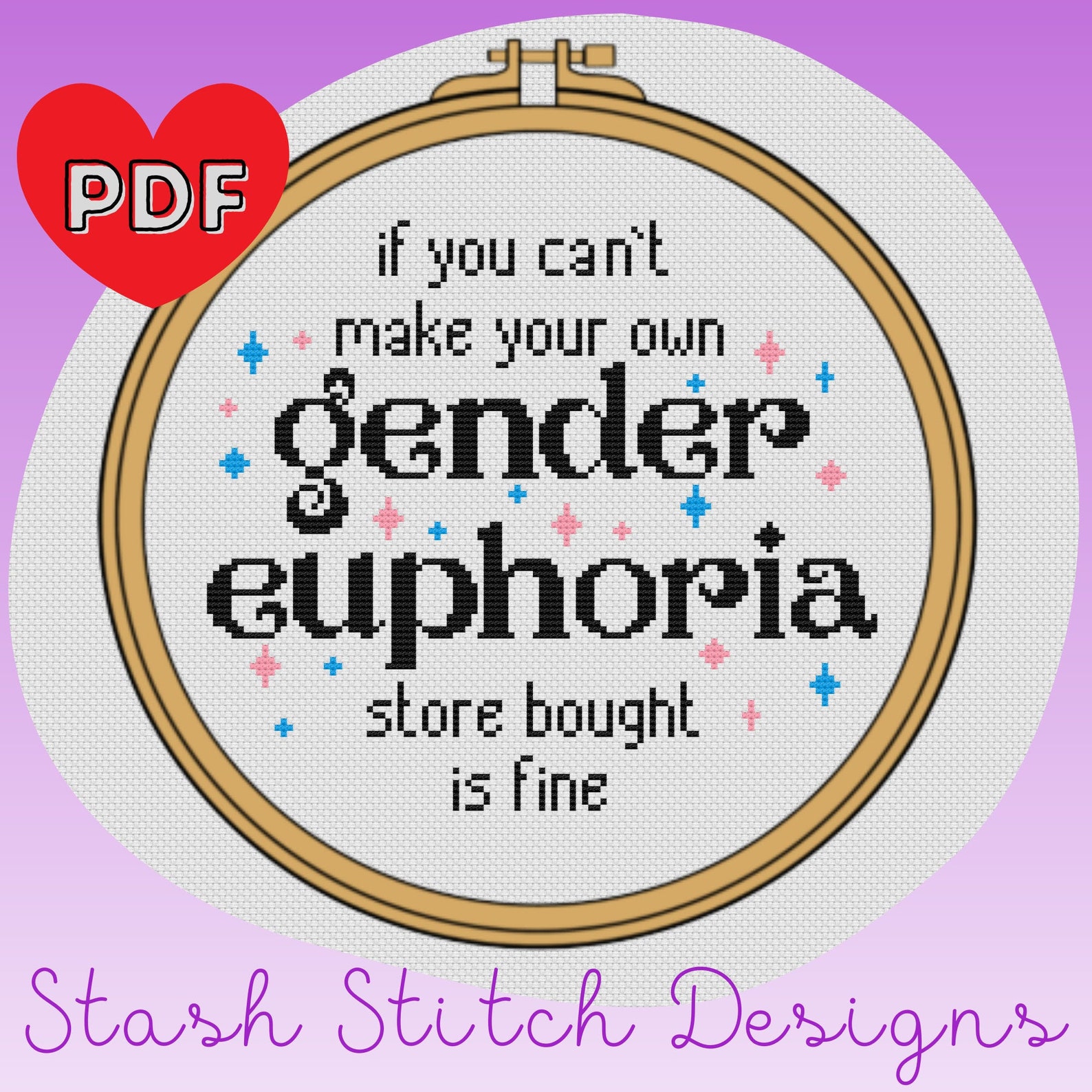 Gender Euphoria Transgender Pride LGBTQ Cross Stitch - Etsy